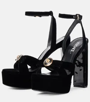 Versace Medusa Velvet Platform Sandals
