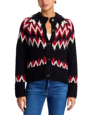 Veronica Beard Christina Fair Isle Cardigan - Black Multi