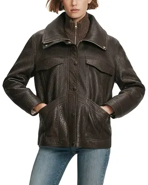 Veronica Beard Silversmith Leather Dickey Jacket