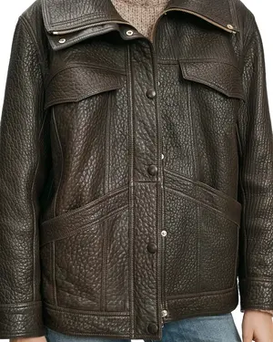 Veronica Beard Silversmith Leather Dickey Jacket