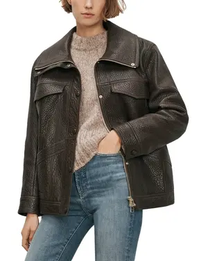 Veronica Beard Silversmith Leather Dickey Jacket