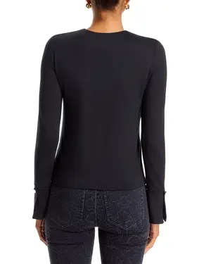 Veronica Beard Zyris Keyhole Neck Top - Black