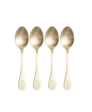 ZSA ZSA ZSU Dume Patterned Steel Dinner Spoon, Set Of 4, 9.06 X 1.57 X 0.12 - Champagne