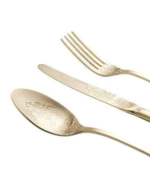 ZSA ZSA ZSU Dume Patterned Steel Dinner Spoon, Set Of 4, 9.06 X 1.57 X 0.12 - Champagne