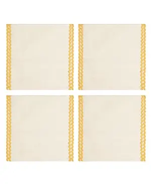 ZSA ZSA ZSU Nilufer Rick Rack Embroidered 100% Linen Napkin, Set Of 4, 17.72 X 17.72 - Beige