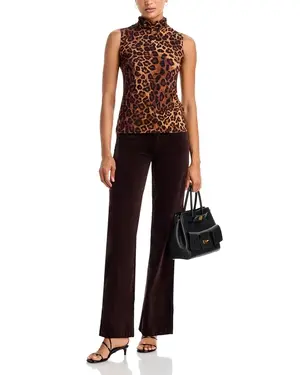 L'Agence Ceci Leopard Print Sleeveless Top