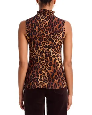 L'Agence Ceci Leopard Print Sleeveless Top