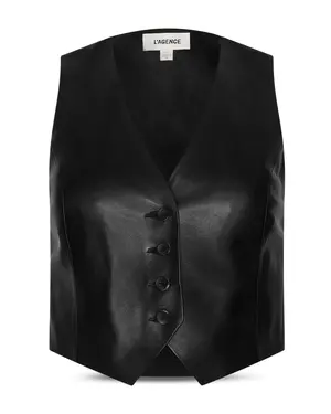 L'Agence Jianna Short Leather Vest