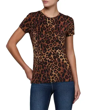 L'Agence Crewneck Short Sleeve Javan Leopard Tee