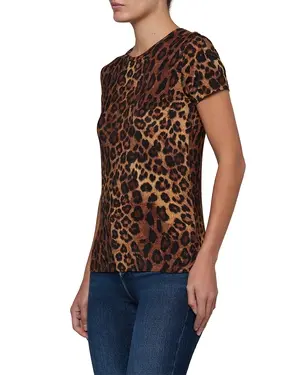 L'Agence Crewneck Short Sleeve Javan Leopard Tee