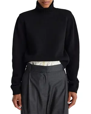 RÓHE Statement Shoulder Wool Cashmere Turtleneck Sweater