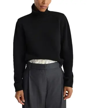 RÓHE Statement Shoulder Wool Cashmere Turtleneck Sweater