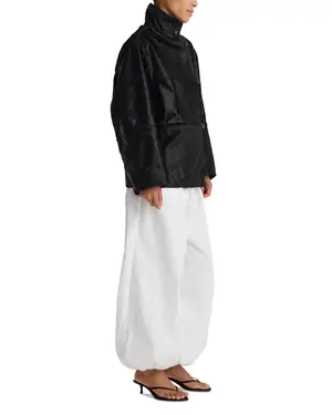 RÓHE Pony Hair Leather Stand Collar Jacket