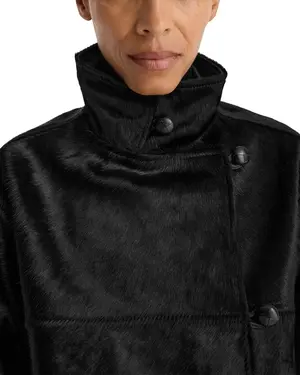 RÓHE Pony Hair Leather Stand Collar Jacket