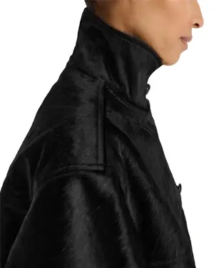 RÓHE Pony Hair Leather Stand Collar Jacket