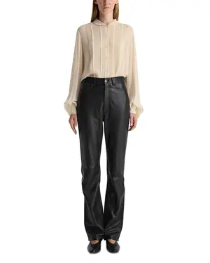 RÓHE High Waist Straight Leather Trousers