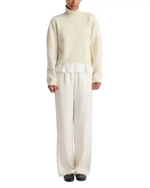 RÓHE Relaxed Fit Satin Trousers - Cream