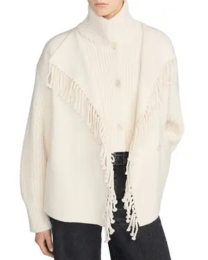 FRAME The Cropped Wool Fringed Coat