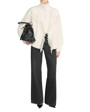 FRAME The Cropped Wool Fringed Coat