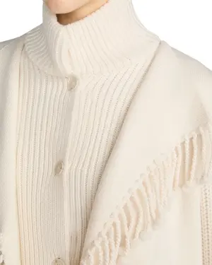 FRAME The Cropped Wool Fringed Coat