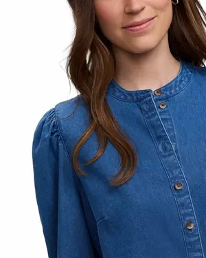 Foxcroft Helsa Cotton Puffed Sleeve Denim Shirt