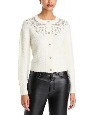 Generation Love Glenda Crystal Embellished Cable Knit Cardigan