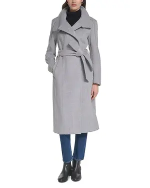 Cole Haan Asymmetric Belted Wool Blend Coat