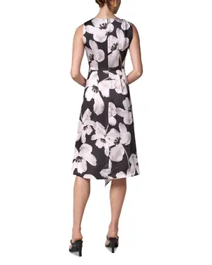 Donna Karan New York Floral Asymmetrical Hem A-line Dress