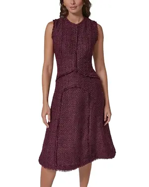 Donna Karan New York Textured Tweed A Line Midi Dress