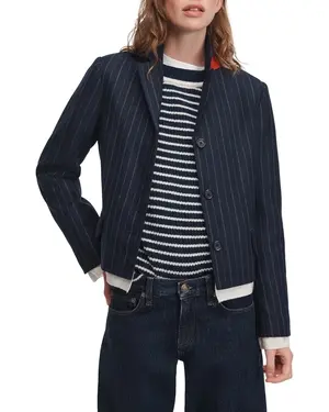 Rag & Bone Lawrence Wool Blend Crop Blazer - Navy