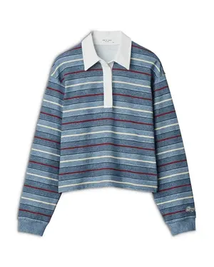 Rag & Bone Rb Miramar Cropped Cotton Rugby Shirt