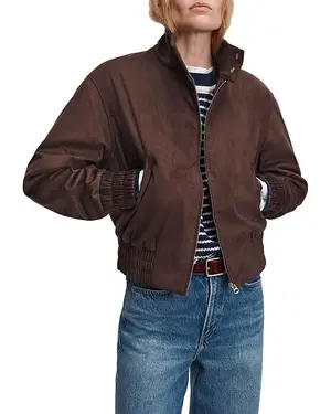 Rag & Bone Eliza Faux Suede Bomber Jacket - Darkbrown
