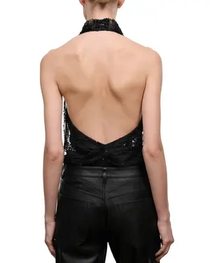 Staud Monay Embellished Halter Bodysuit