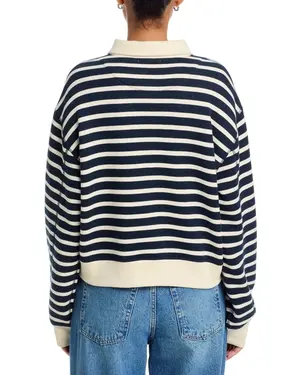 Rag & Bone Vintage Terry Striped Polo Sweatshirt