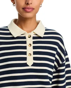 Rag & Bone Vintage Terry Striped Polo Sweatshirt