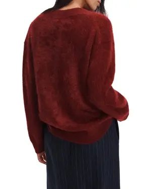 Rag & Bone Jada Brushed Cashmere V Neck Sweater - Pomegranate