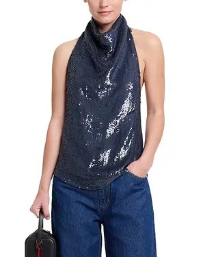 TWP Friday Night Halter Sequin Top