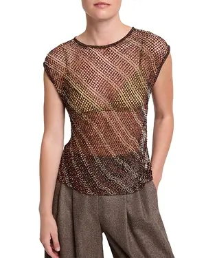 TWP Beaded Net Mesh Top