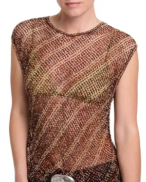 TWP Beaded Net Mesh Top