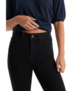 Good American Soft Tech Good Legs Mid Rise Straight Jeans In Black001