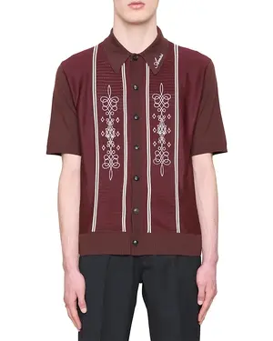 Amiri Paneled Knit Short Sleeve Shirt