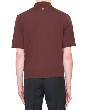 Amiri Paneled Knit Short Sleeve Shirt