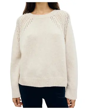 Gerard Darel Risa Wool Pointelle Trim Sweater