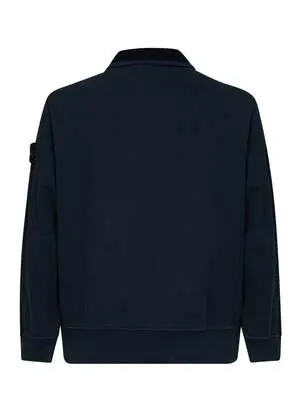 Stone Island Blue Brushed Organic Cotton Half-zip Sweatshirt