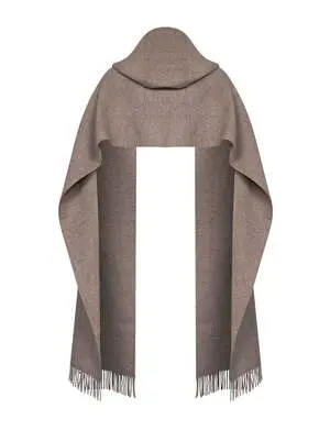 Brunello Cucinelli Cool Brown Knit Hooded Scarf - Multicolor