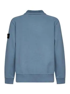 Stone Island Steel Blue Brushed Organic Cotton Half-zip Sweatshirt