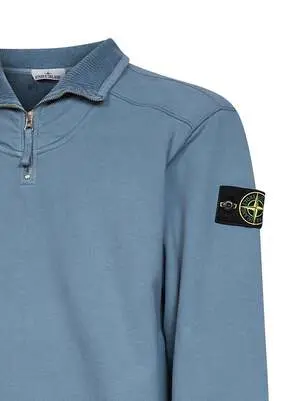Stone Island Steel Blue Brushed Organic Cotton Half-zip Sweatshirt
