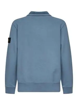 Stone Island Steel Blue Brushed Organic Cotton Half-zip Sweatshirt - Multicolor