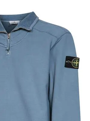 Stone Island Steel Blue Brushed Organic Cotton Half-zip Sweatshirt - Multicolor