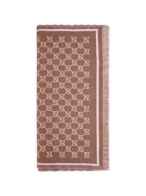 Gucci Brown Gg Wool Blend Scarf - Multicolor
